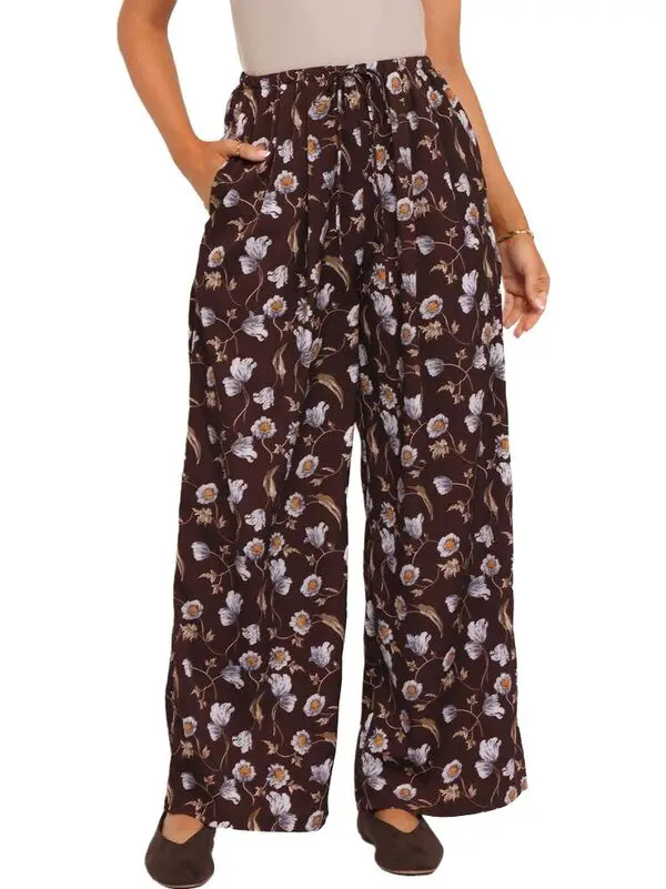 PETAL & PUP Calantha Floral Wide Leg Drawstring Pants - Fall Floral