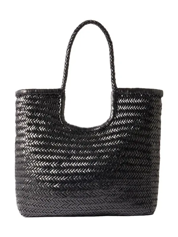 Dragon Diffusion Ns Diagonal Triple Jump Woven Leather Tote - Black