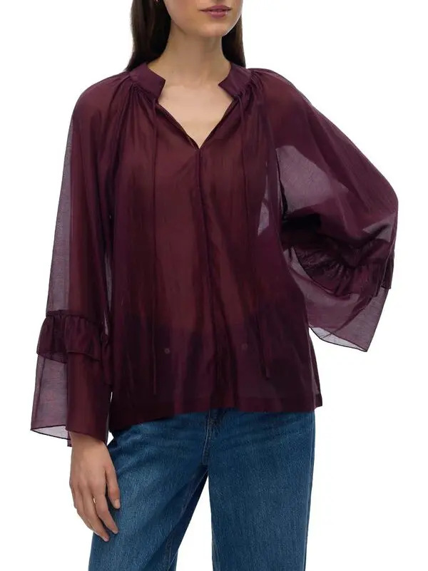 Vero Moda Jenna Split Neck Top - Winetasting