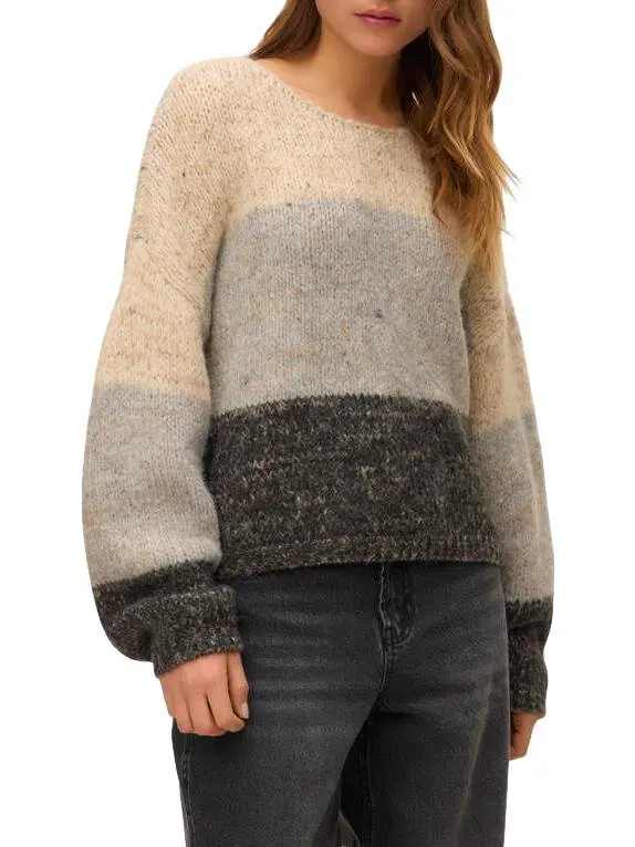 Vero Moda Colorblock Boatneck Sweater - Oatmeal Detail W As