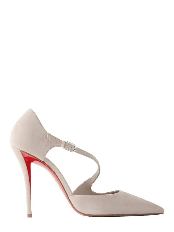 CHRISTIAN LOUBOUTIN Miss Ziggyta 100 Suede Pumps - Neutrals