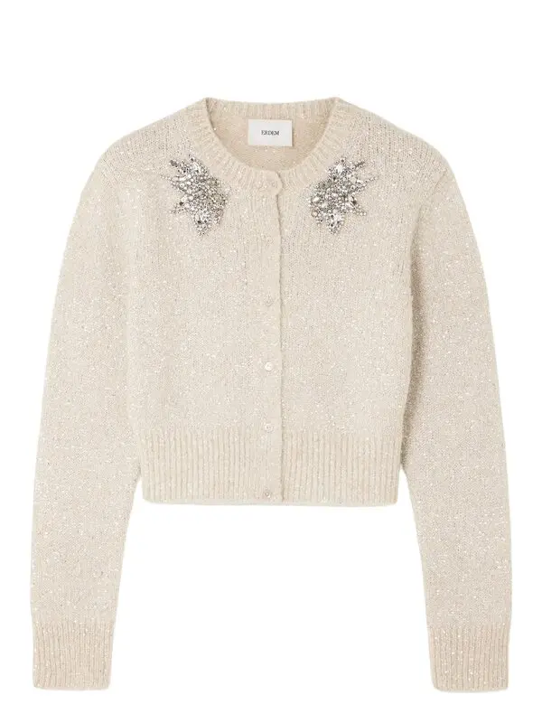 Erdem Embellished Alpaca-blend Cardigan - Silver