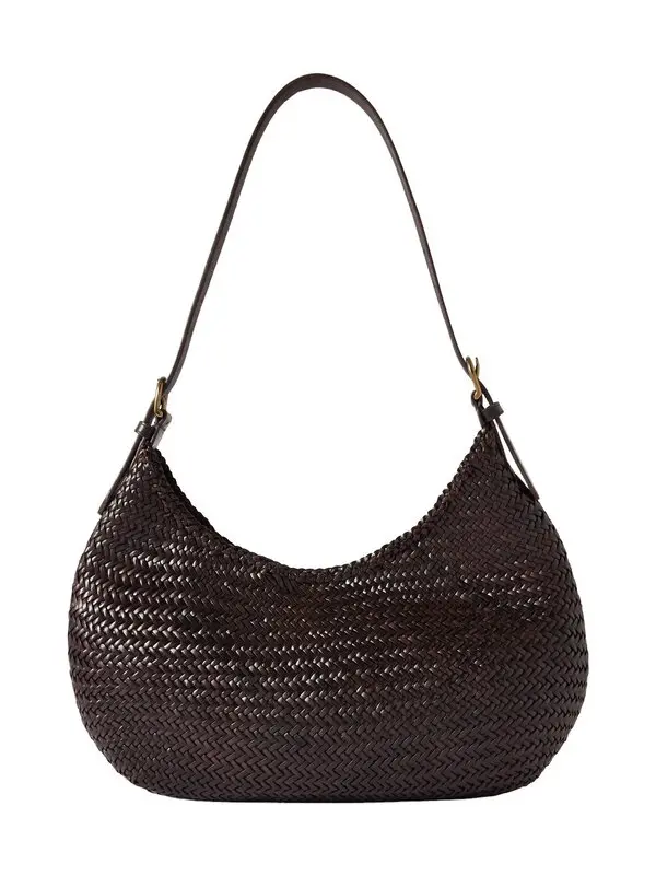 Dragon Diffusion Luna Mezza Woven Leather Shoulder Bag - Brown