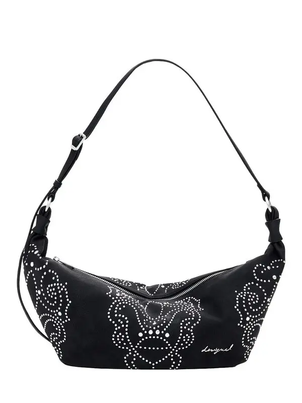Desigual Studded Faux Leather Shoulder Bag - Black