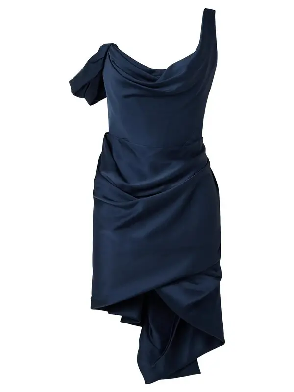 VIVIENNE WESTWOOD Zora Asymmetric Off-the-shoulder Draped Dress - Navy