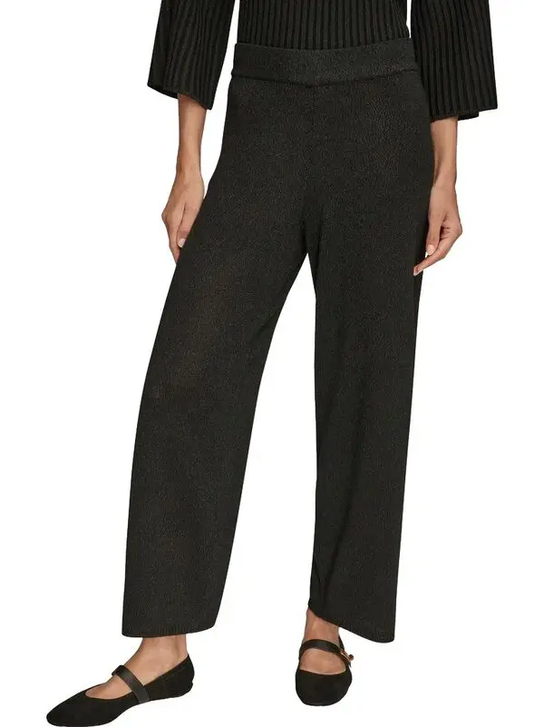 Donna Karan New York Ankle Wide Leg Sweater Pants - Black