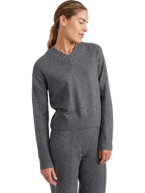Chinti & Parker Wool-cashmere Ribbed V-neck Sweater - Grey