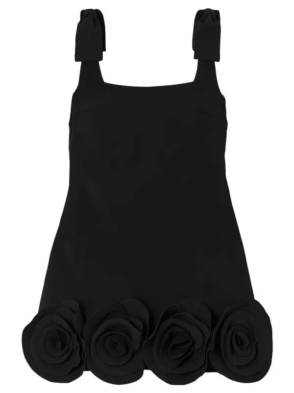 SELF-PORTRAIT Appliquéd Crepe Mini Dress - Black