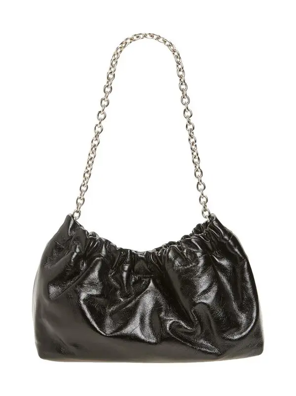 REFORMATION Dahlia Leather Shoulder Bag - Black Leather