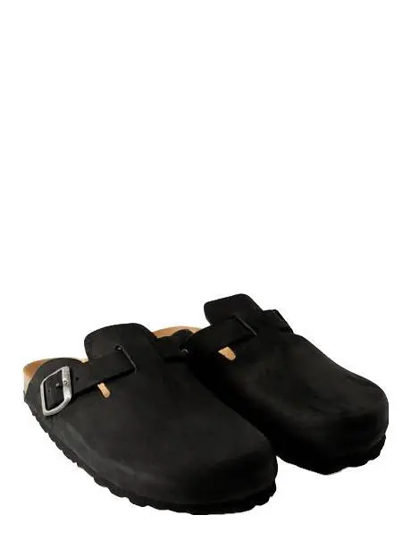 Mango Leather Clogs - Charcoal