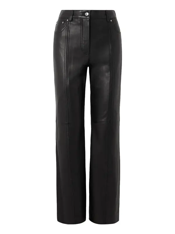 Rabanne Leather Straight-leg Trousers - Black