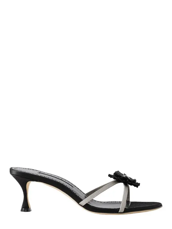 Manolo Blahnik Paliss 50 Appliquéd Grosgrain Mules - Black