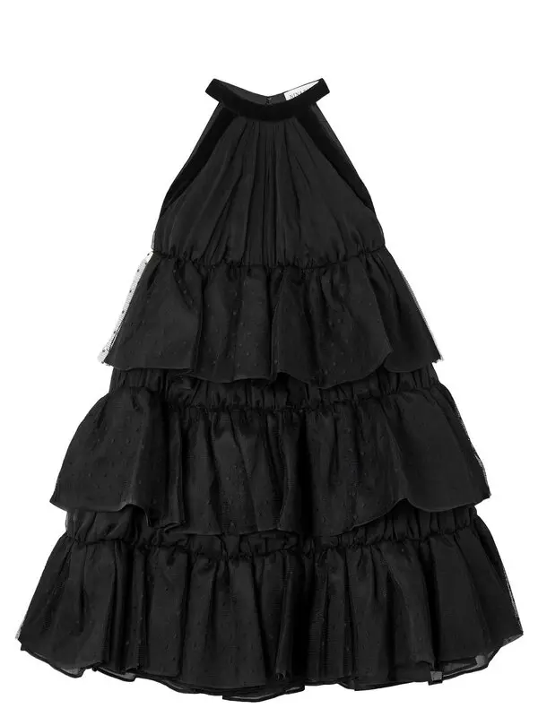 Nina Ricci Halterneck Ruffled Mini Dress - Black