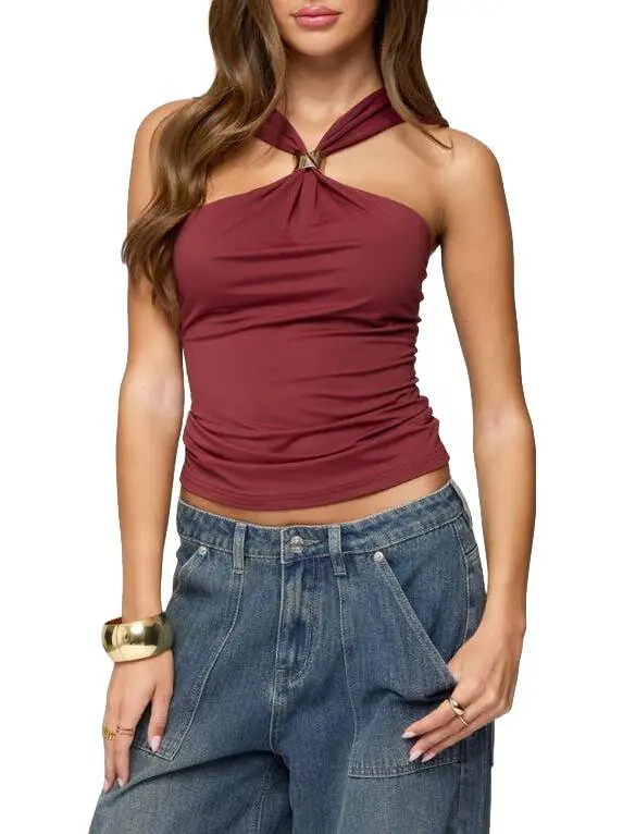 EDIKTED Hardware Gathered Tank - Burgundy