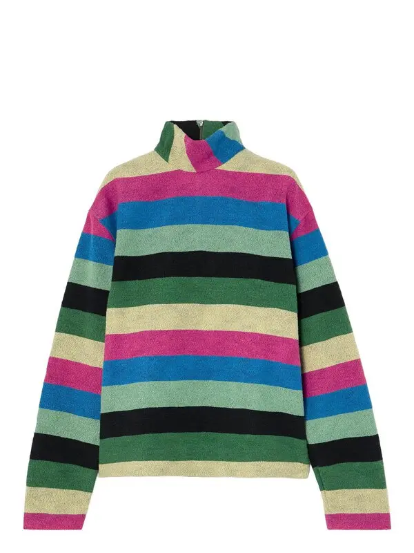 MARRAKSHI LIFE Striped Cotton Turtleneck Top - Multi