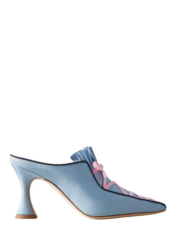 Manolo Blahnik Pleneuf 90 Silk-satin Mules - Blue