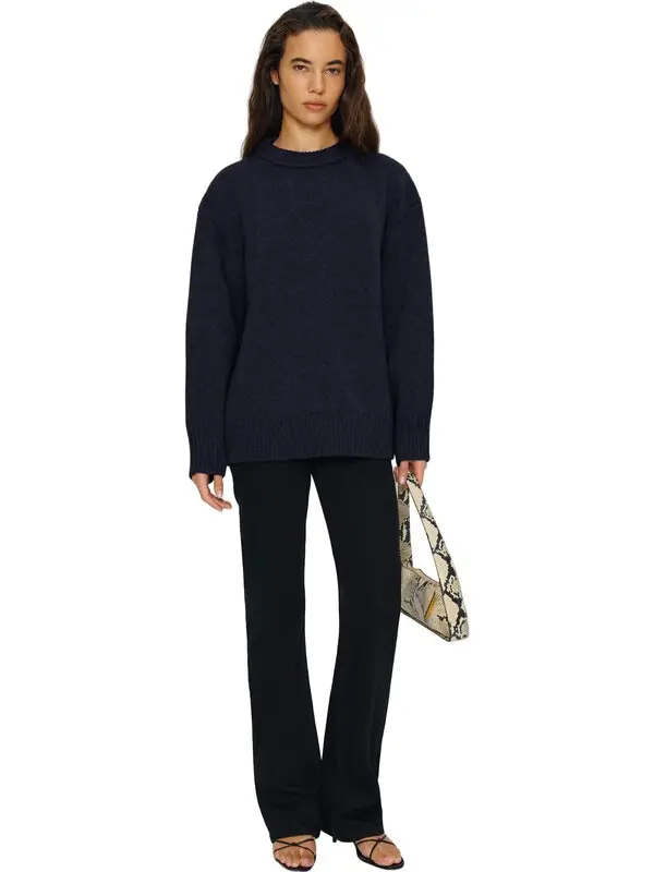 REFORMATION Jo Regenerative Wool Oversized Crew Sweater - Blue