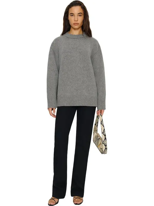 REFORMATION Jo Regenerative Wool Oversized Crew Sweater - Grey