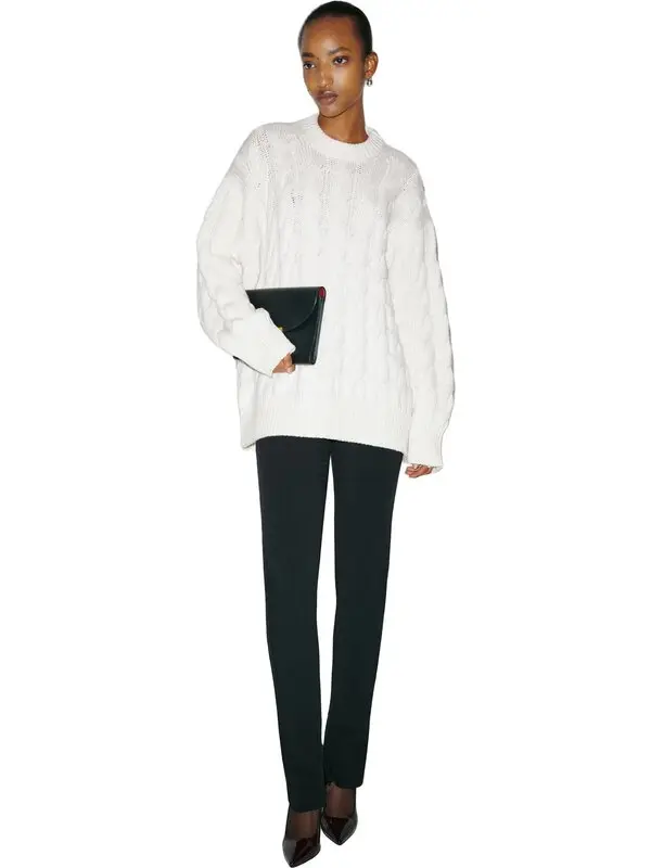 REFORMATION Jo Regenerative Wool Oversized Crew Sweater - Ivory