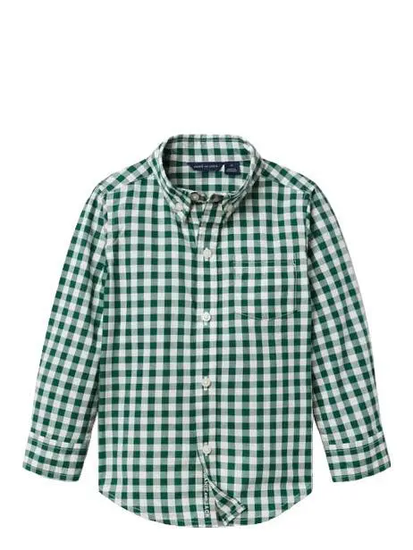Janie And Jack Gingham Poplin Shirt - Green