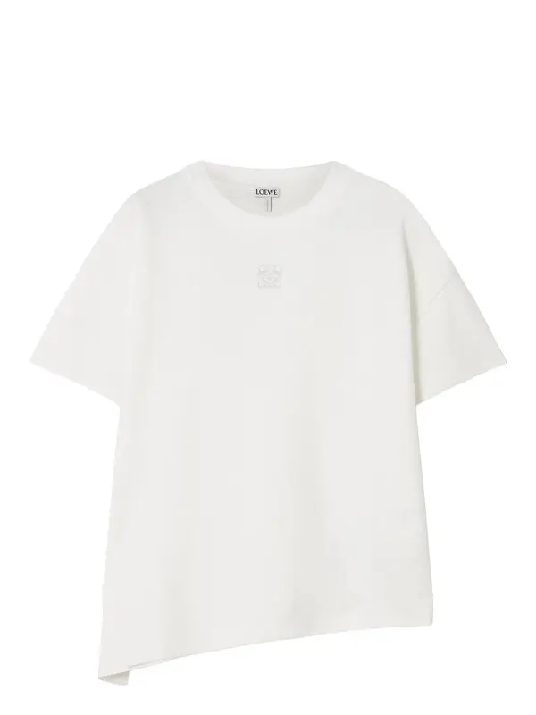 Loewe Anagram Asymmetric Cotton-blend Jersey T-shirt - White
