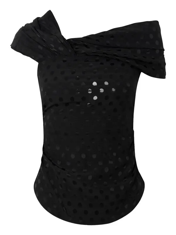Isabel Marant Esen Asymmetric Polka-dot Top - Black
