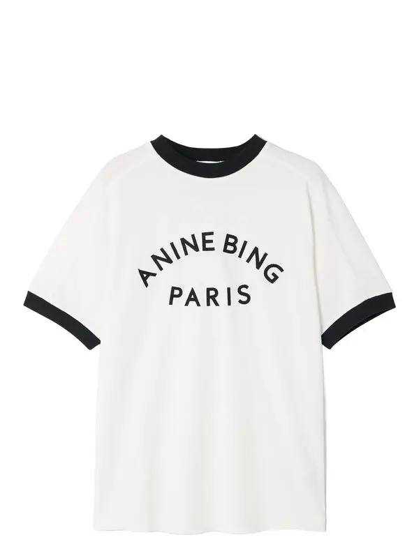 ANINE BING Jaylin Appliquéd T-shirt - Ivory
