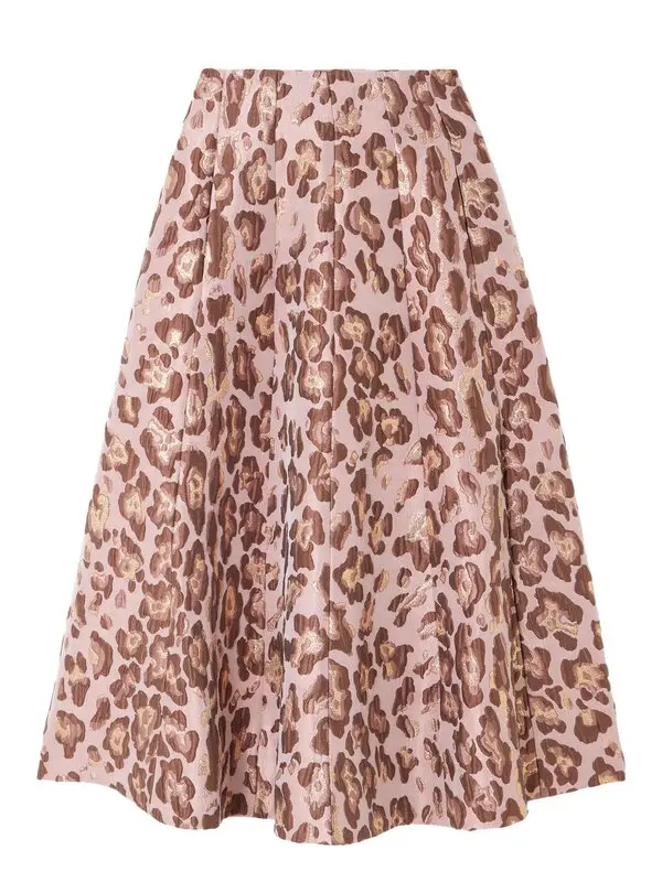 Cara Cara Mimosa Leopard-brocade Midi Skirt - Neutrals