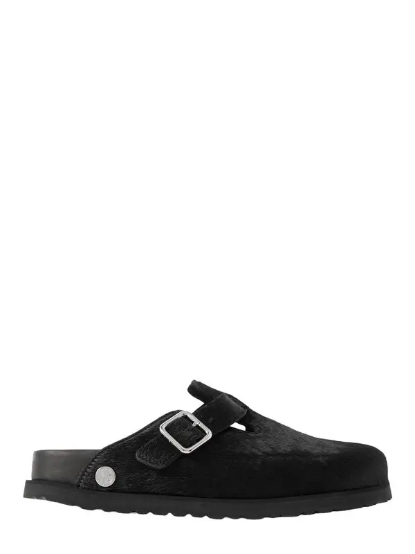 BIRKENSTOCK Boston Buckled Cow Hair Clogs - Black