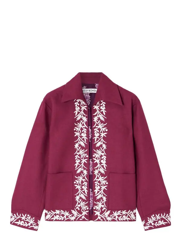 Alix Of Bohemia Jude Canyon Embroidered Silk Jacket - Red