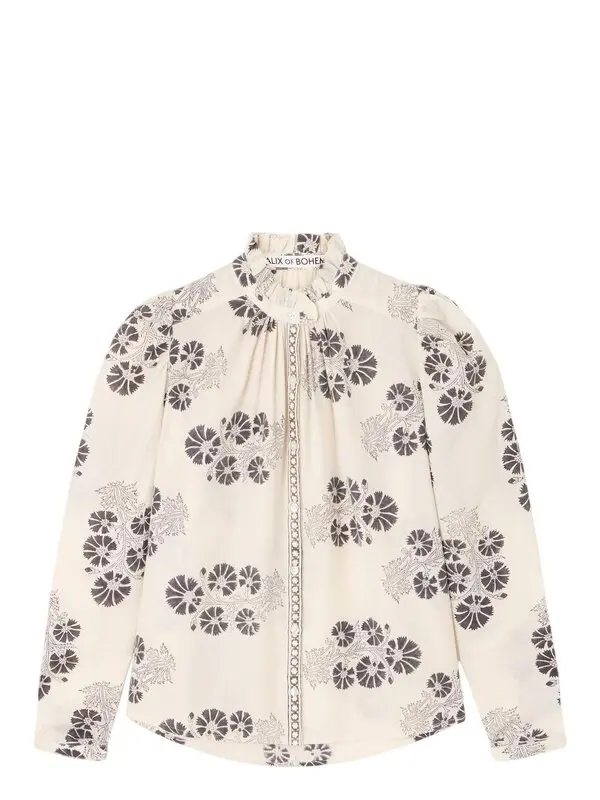 Alix Of Bohemia Artemis Java Floral-print Wool-twill Shirt - White