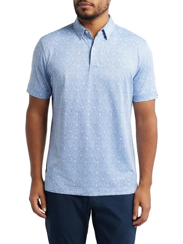 Mizzen+main Halyard Trim Fit Performance Polo - Sky Woodblock