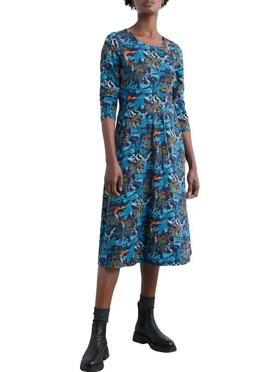SEASALT CORNWALL Printed Stretch Organic Cotton Dress - Floating Fronds Maritime