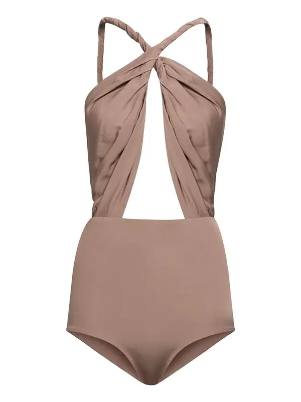 Elie Saab Double Georgette Bodysuit - Brown
