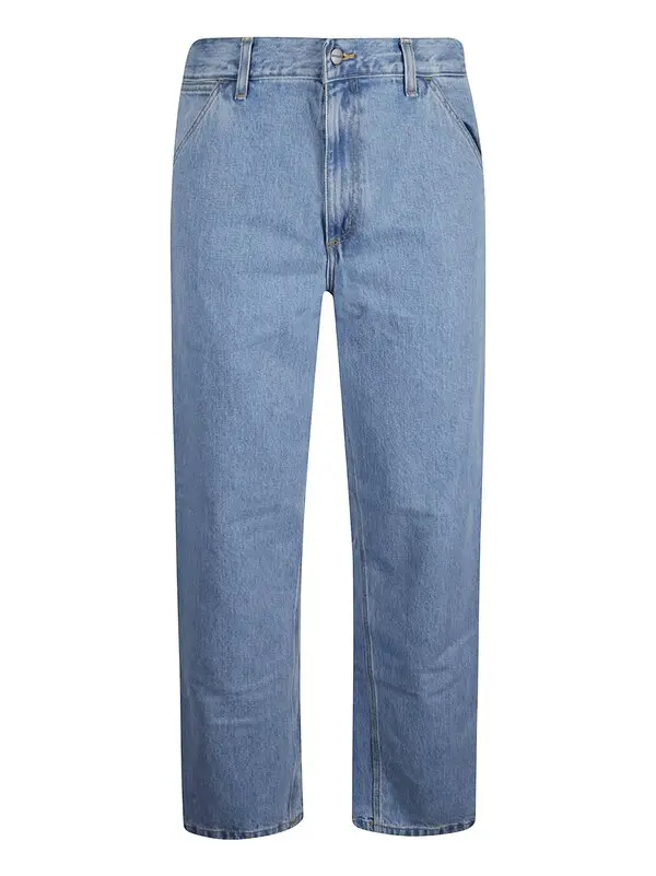 Carhartt Work In Progress Straight Leg Jeans With Logo Patch - Blue