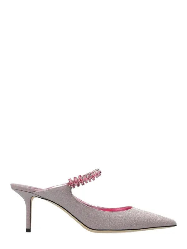 JIMMY CHOO Bing 65 Glittered Leather Mules - Pink