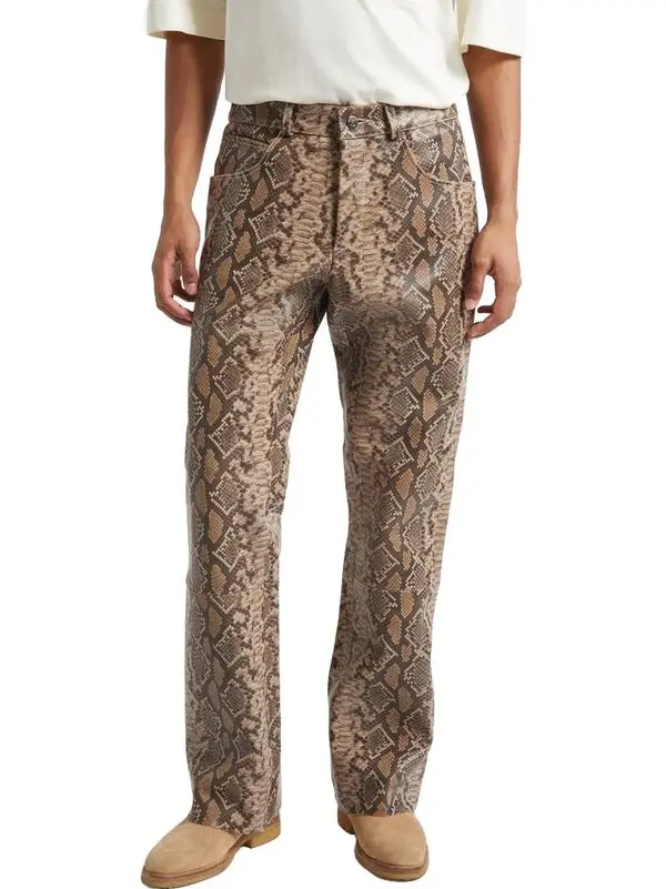 MIDNIGHT RODEO Mr Leather Flare Leg Pants - Snakeskin