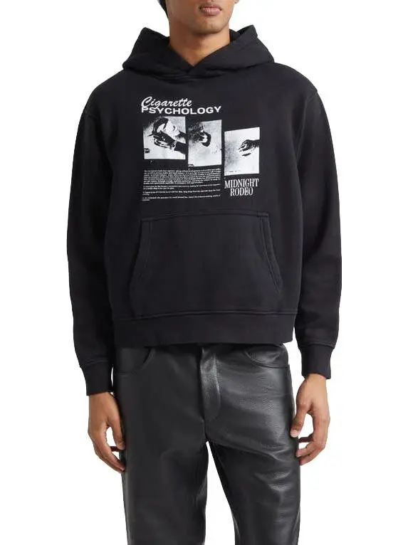MIDNIGHT RODEO Cigarette Psychology Graphic Hoodie - Black