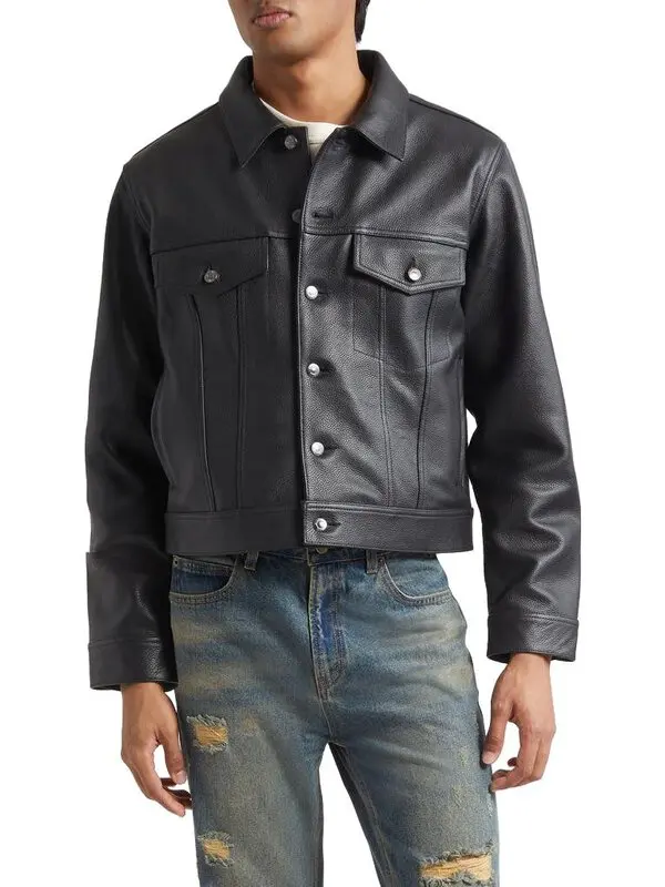 MIDNIGHT RODEO 1968 Leather Trucker Jacket - Black