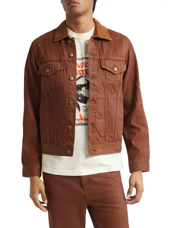 MIDNIGHT RODEO Coated Denim Trucker Jacket - Coated Brown