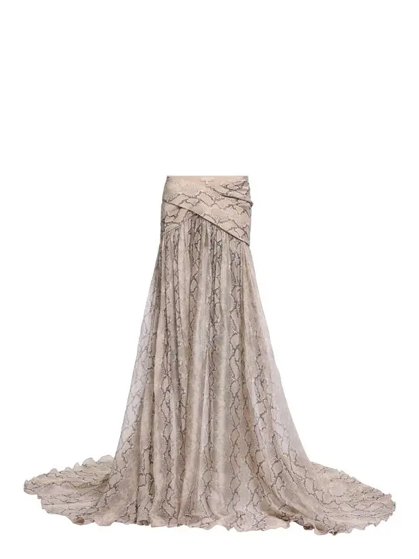 Elie Saab Printed Chiffon Long Skirt - Animal
