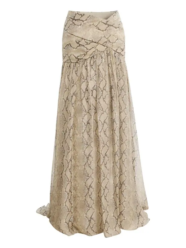Elie Saab Printed Chiffon Long Skirt - Animal