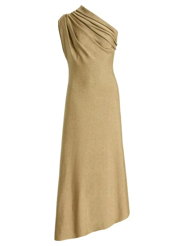 Khaite Coast One-shoulder Midi Dress - Gold
