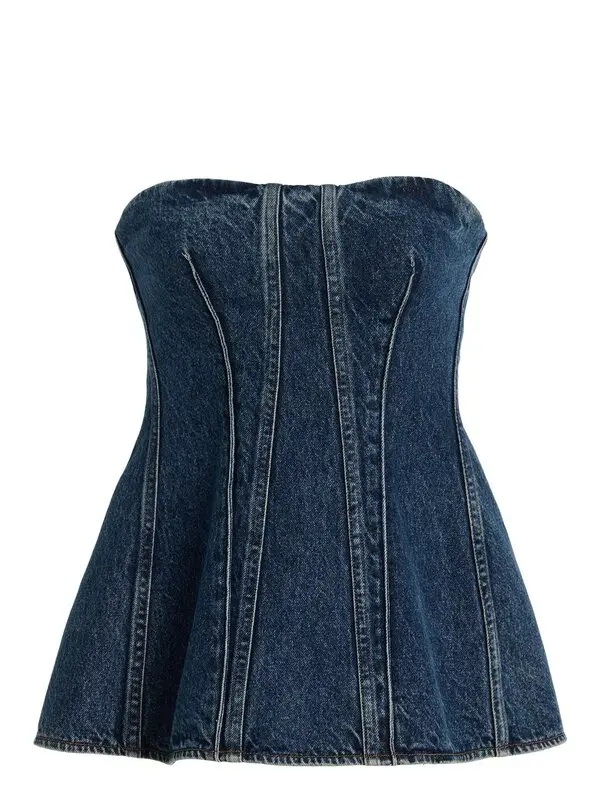 AGOLDE Lara Denim Corset Top - Dark Wash