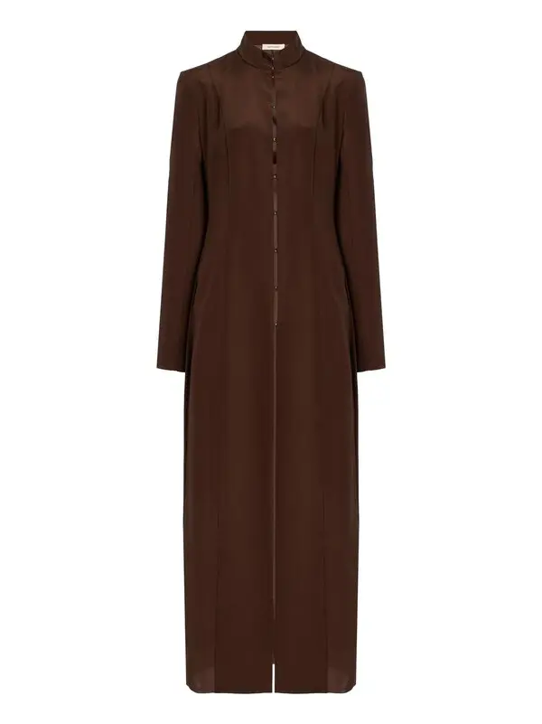 COLLEEN ALLEN Exclusive Long Silk Jacket - Brown