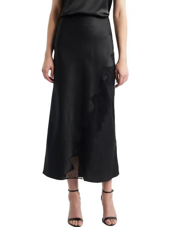 Hugo Boss Lace-trimmed Midi Skirt - Black