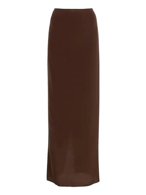 COLLEEN ALLEN Exclusive Silk Maxi Skirt - Brown