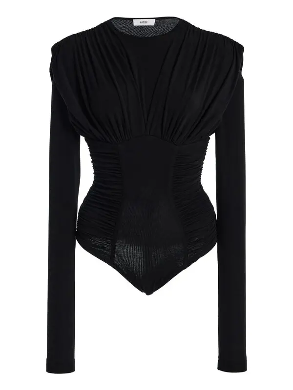 AGOLDE Abbi Ruched Bodysuit - Black