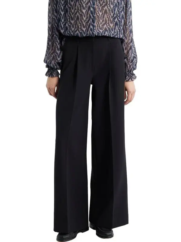 Hugo Boss Tiwi Pleated Wide Leg Trousers - Black