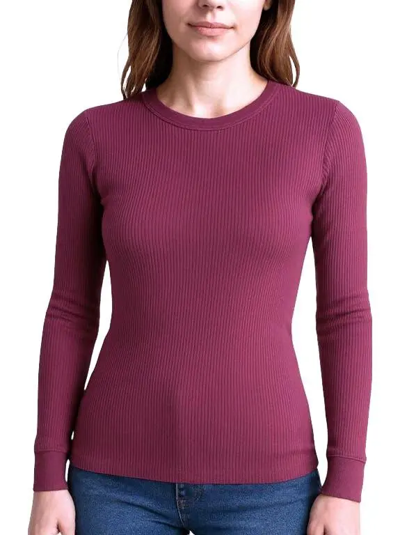 WATSON'S Therma Rib Long Sleeve Crew - Burgundy